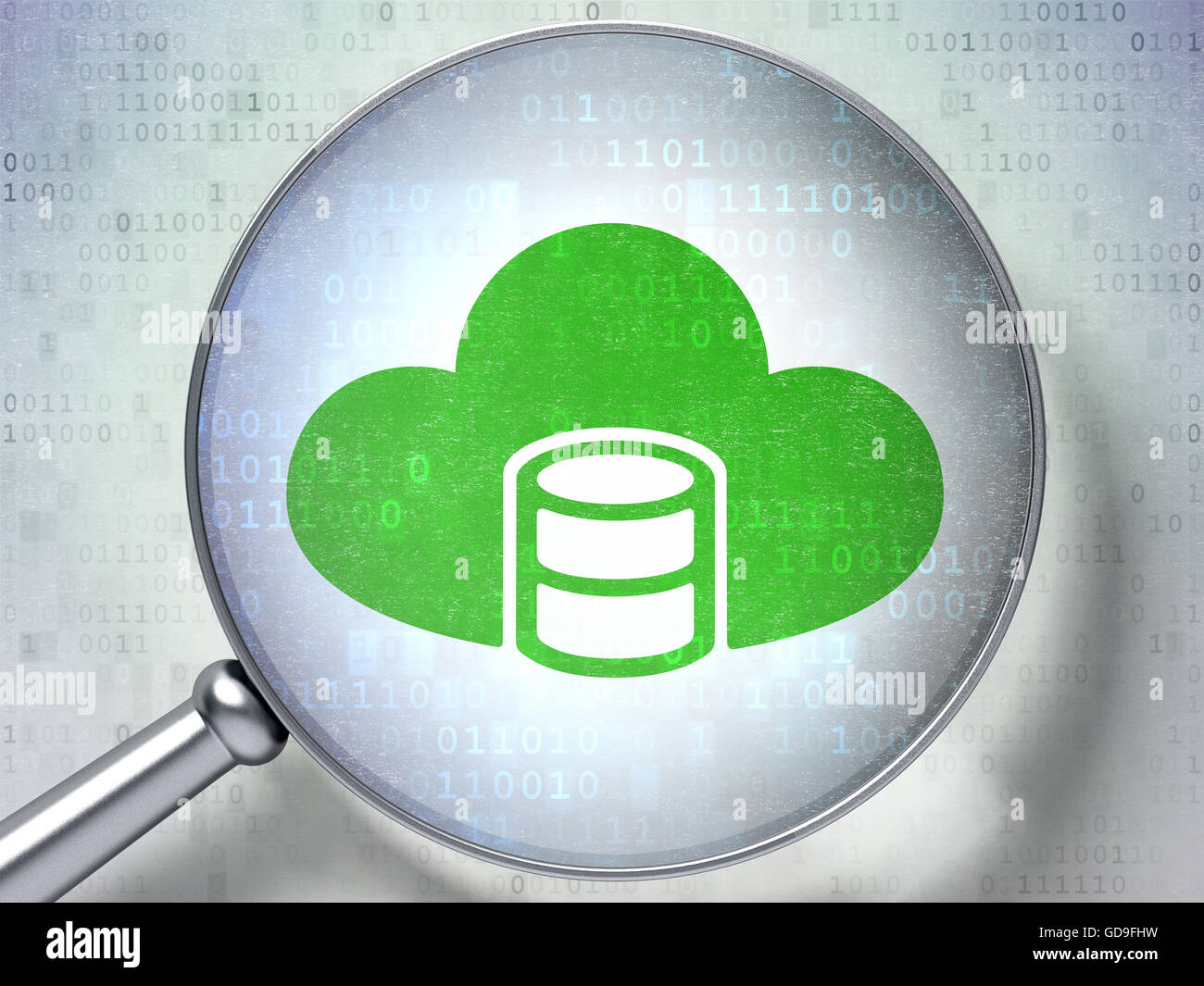Software concept: Database With Cloud with optical glass on digital ...