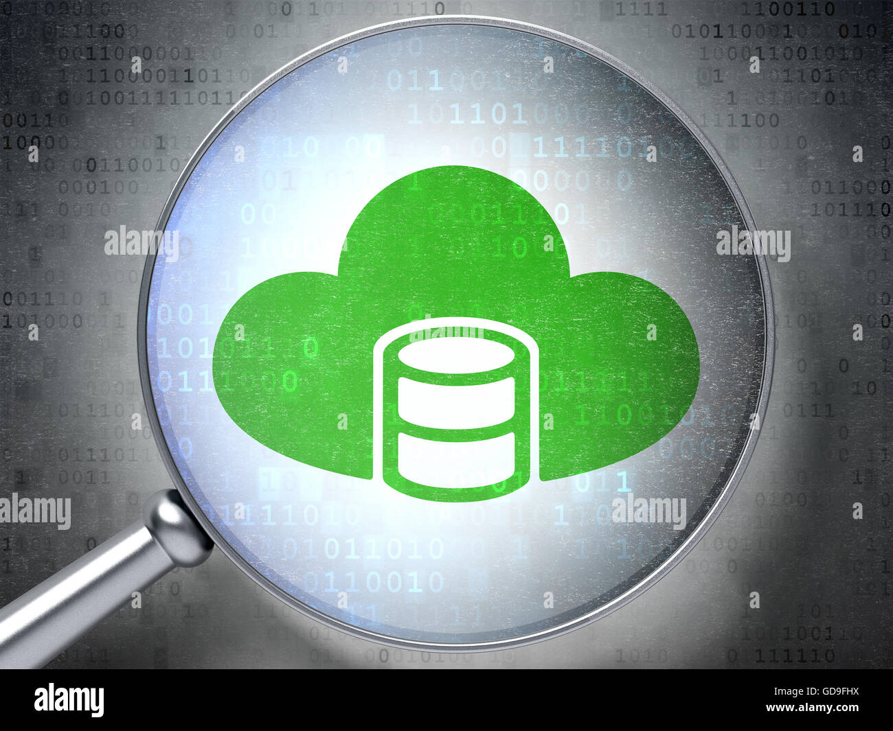 Programming concept: Database With Cloud with optical glass on digital background Stock Photo ...