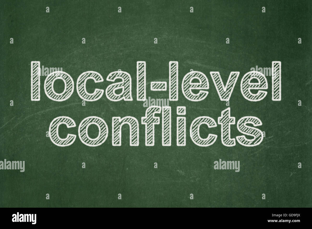 Politics concept: Local-level Conflicts on chalkboard background Stock ...