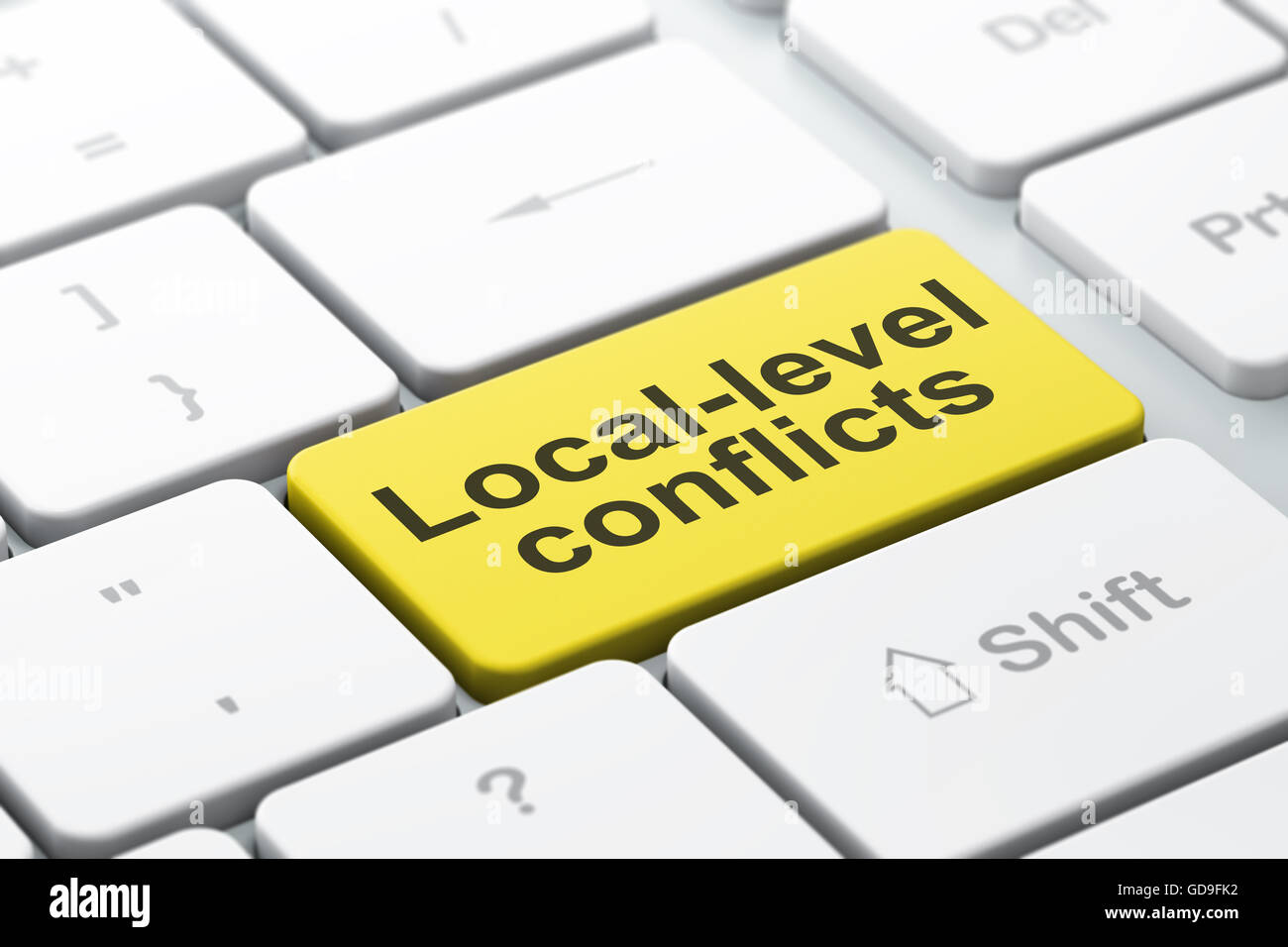 Political concept: Local-level Conflicts on computer keyboard ...