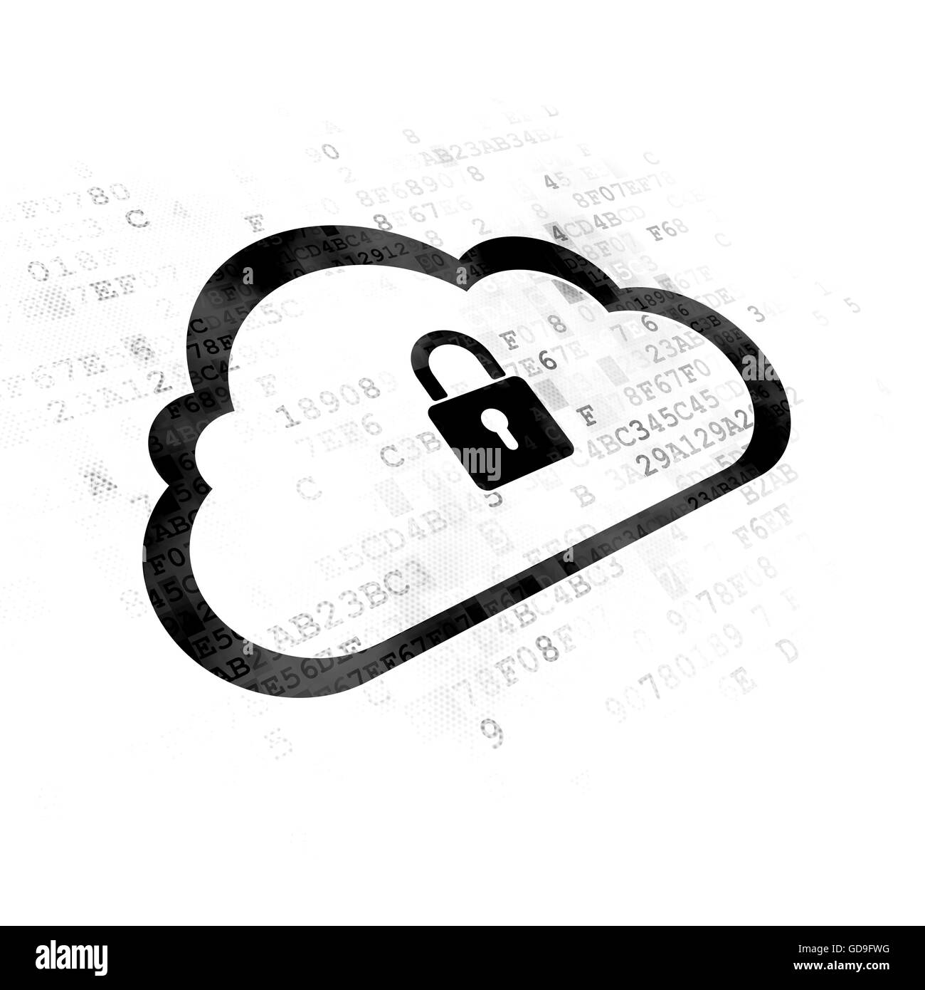 Cloud technology concept: Cloud With Padlock on Digital background ...