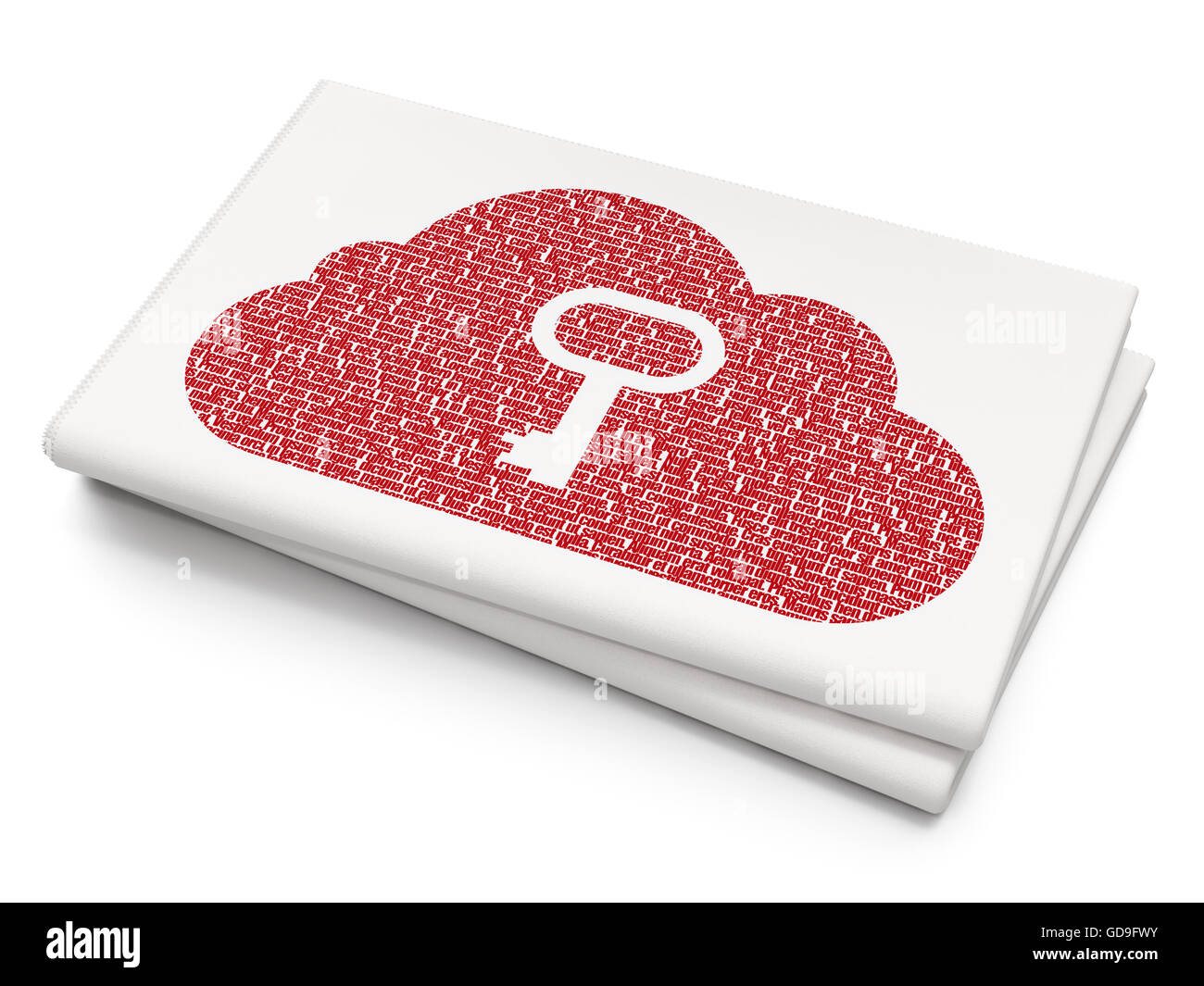 Cloud computing concept: Cloud With Key on Blank Newspaper background ...