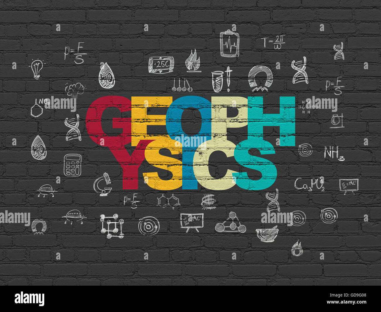 Science concept: Geophysics on wall background Stock Photo - Alamy