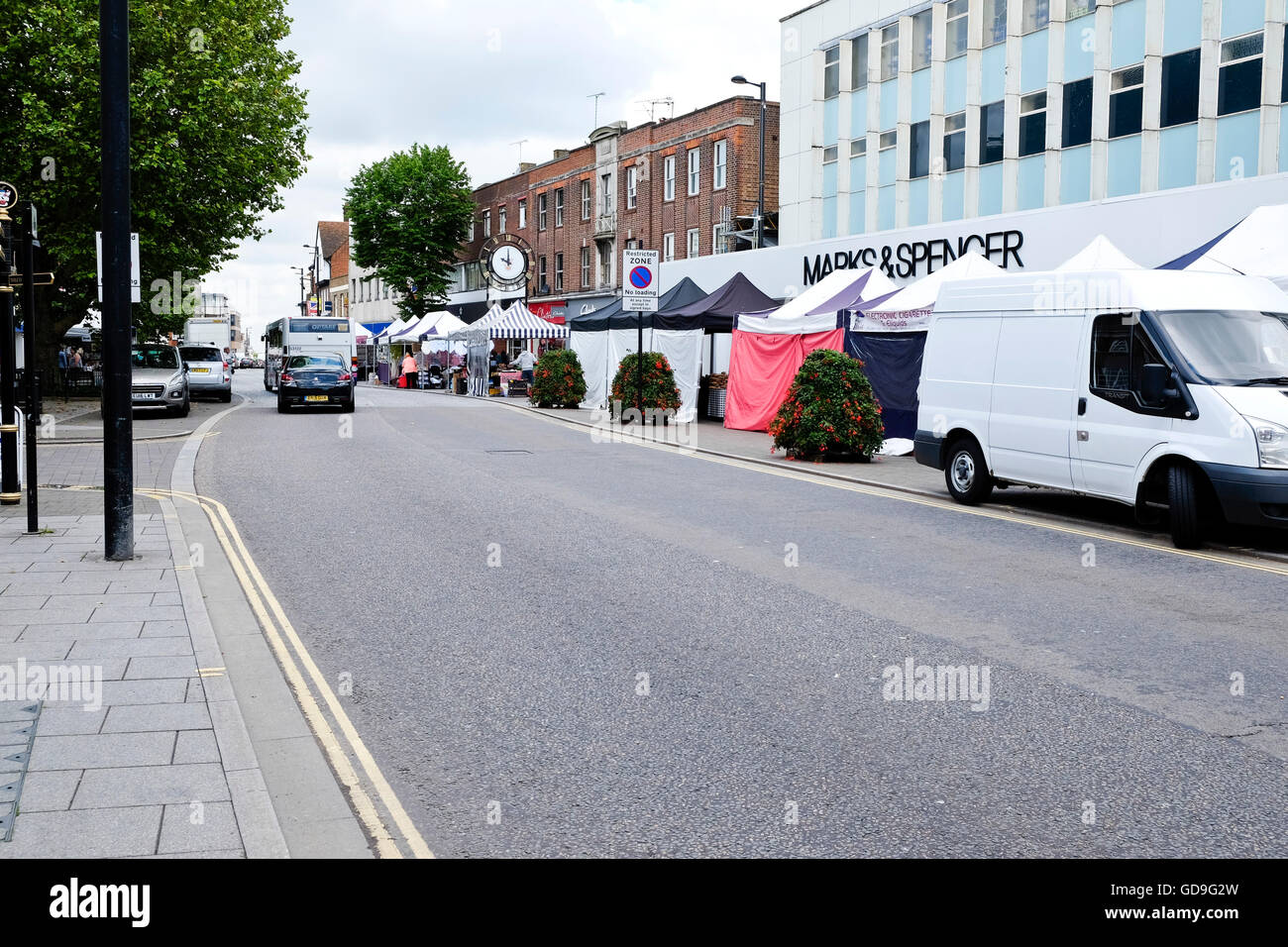 Marks and Spencer behind pavement stalls setup by street vendors in the ...