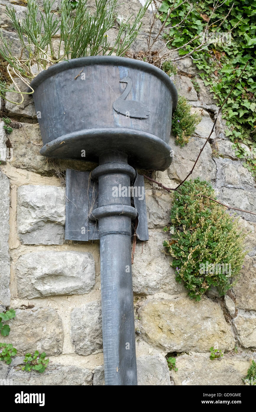 An embossed lead drain pipe Leeds Castle in Kent Stock Photo - Alamy