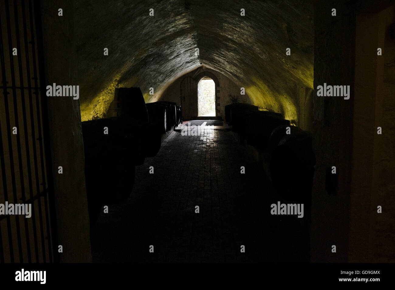 The entrance to Leeds Castle Kent through the cellar Stock Photo - Alamy