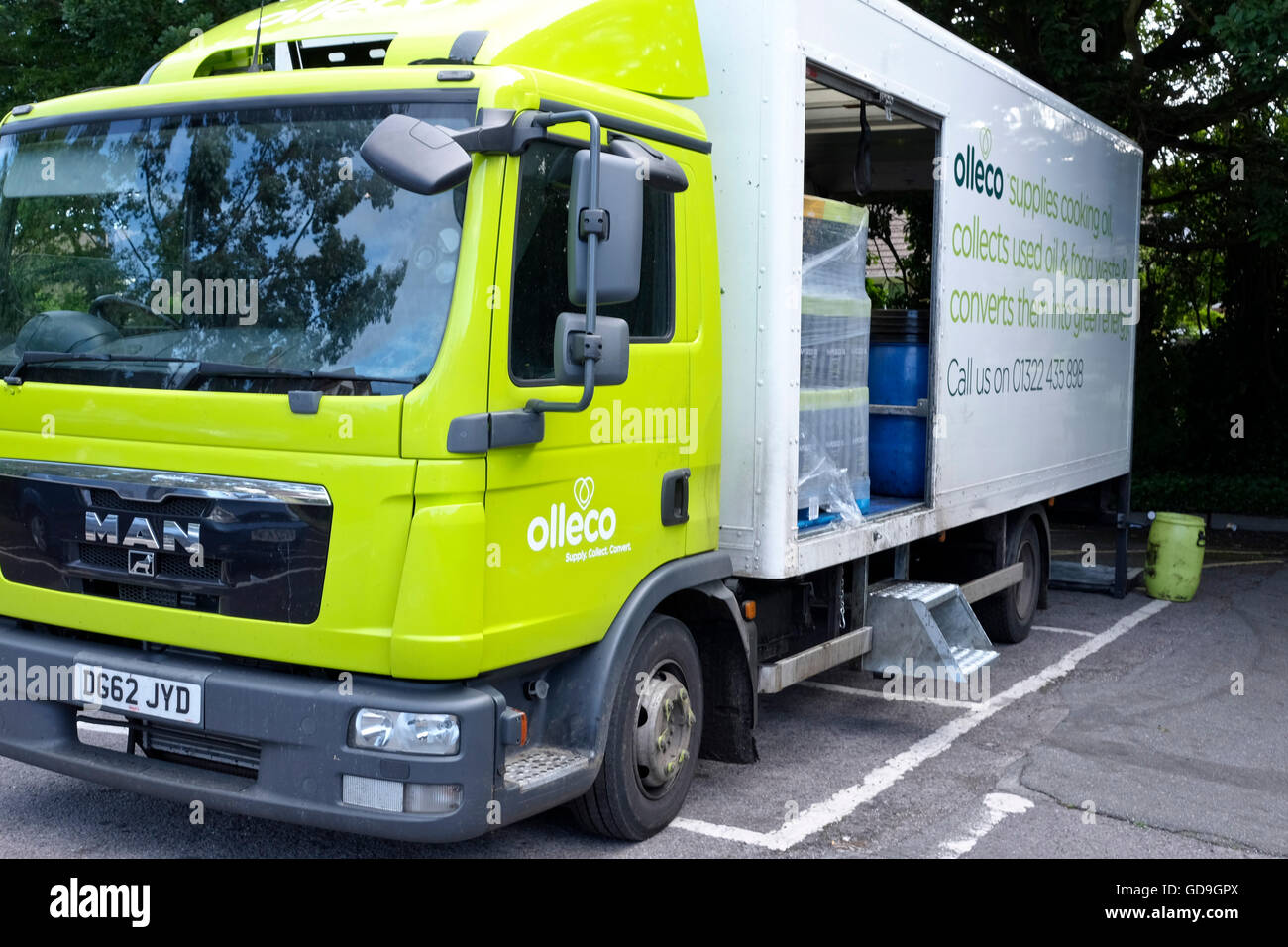 An Oleco truck delivering and collecting cooking oil Stock Photo - Alamy