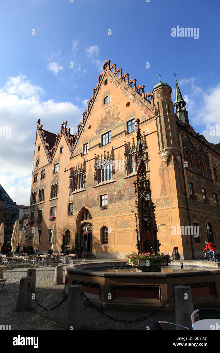 Ulm city hall, Renaissance facade, Ulm, Baden-Wuerttemberg Stock Photo ...
