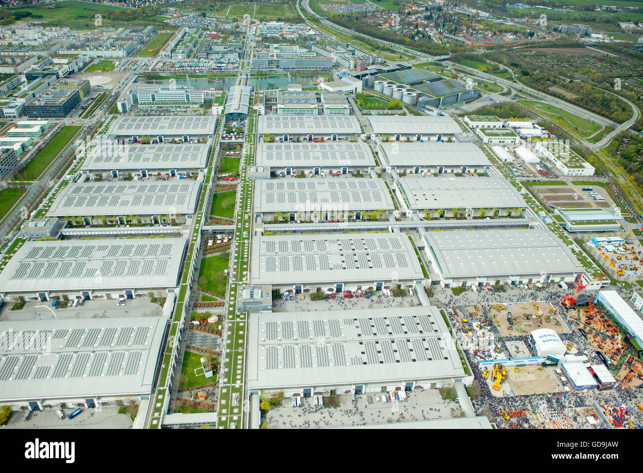 Fairgrounds, exhibition halls, Aerial View, Munich, Bavaria, Germany ...