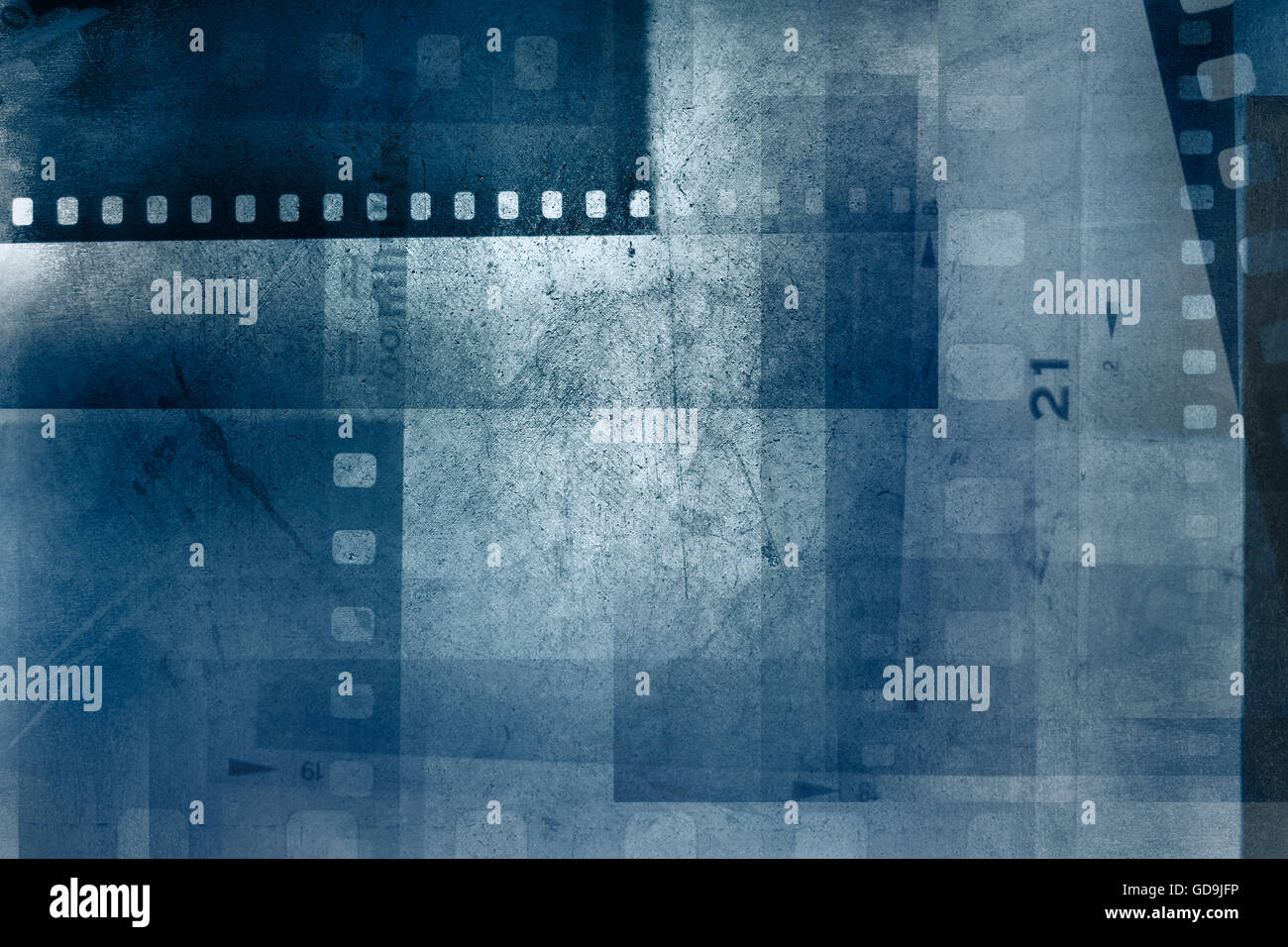Cinema blue background with retro filmstrip hi-res stock photography ...