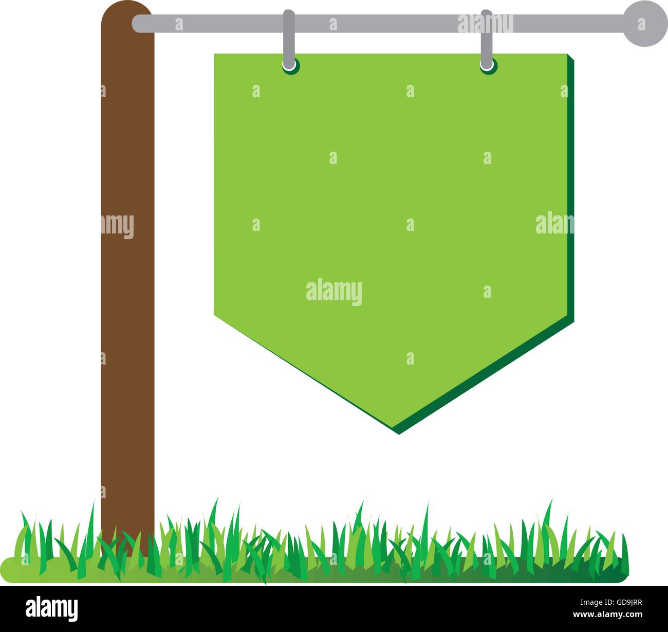 Empty signpost on grass, vector illustration icon Stock Vector Image ...