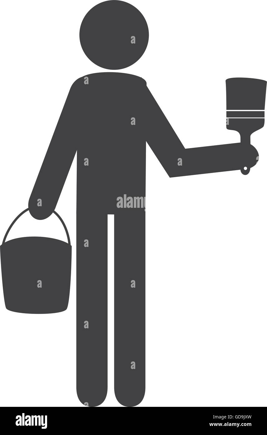Worker with tools working pictogram design, vector illustration Stock ...