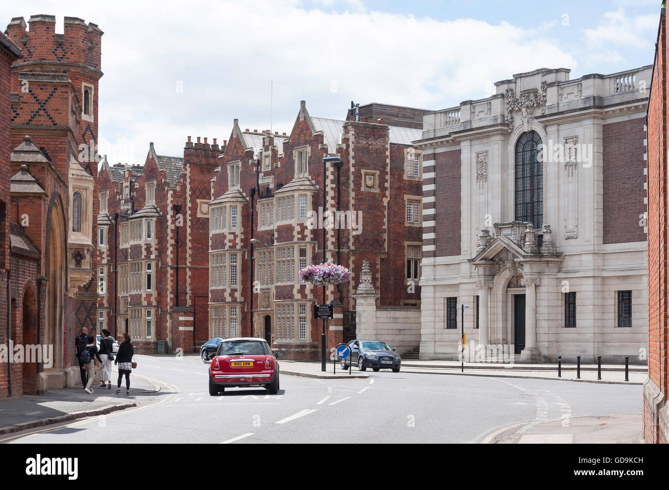 Main road into Eton showing Eton College, Slough Road, Eton, Berkshire ...
