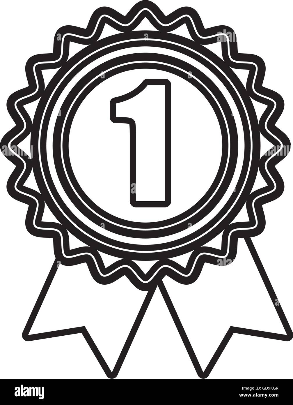 First place medal in black and white colors, vector illustration Stock ...