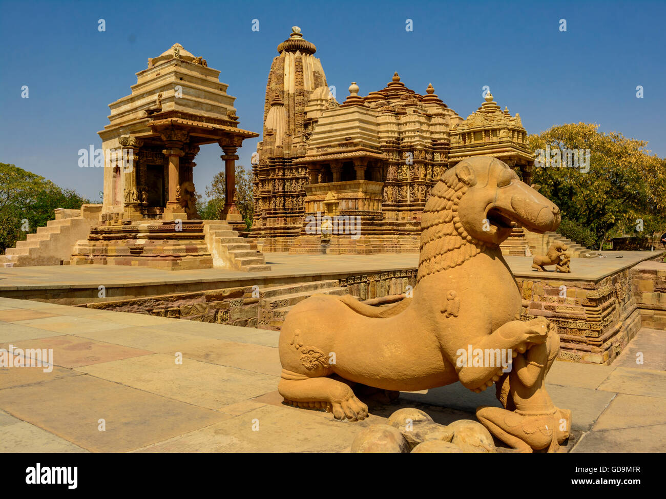 Devi Jagadambi temple Hindu temple against blue sky - Khajuraho Madhya ...
