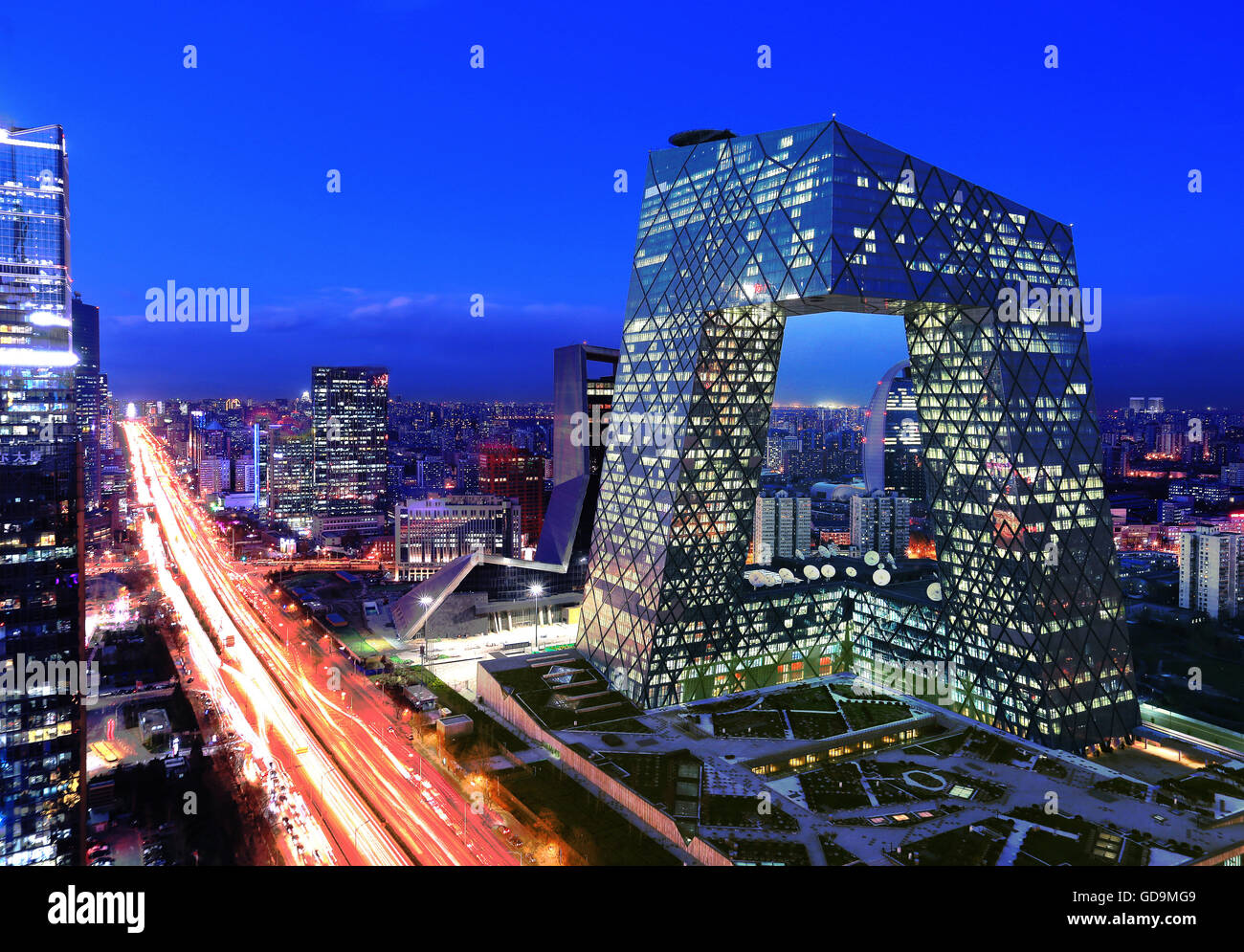 Beijing CBD city building night view Stock Photo - Alamy