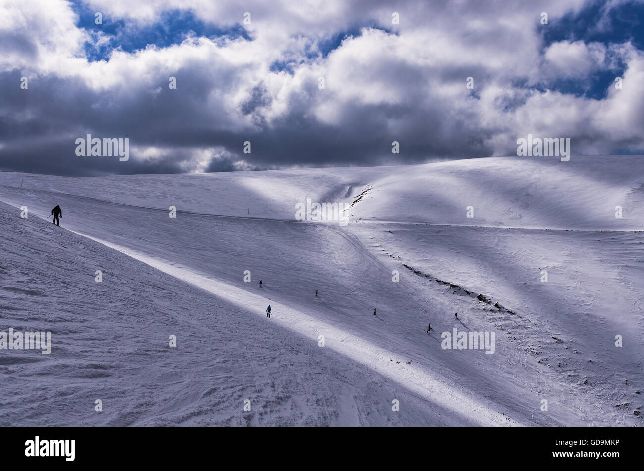 Snowy slope on Vermion mountain, in 3-5 Pigadia ski center, Naoussa ...