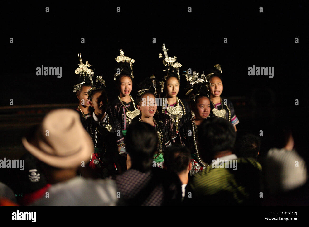Girls Choir in Impression Sanjie Liu, a show on the River Li about a ...