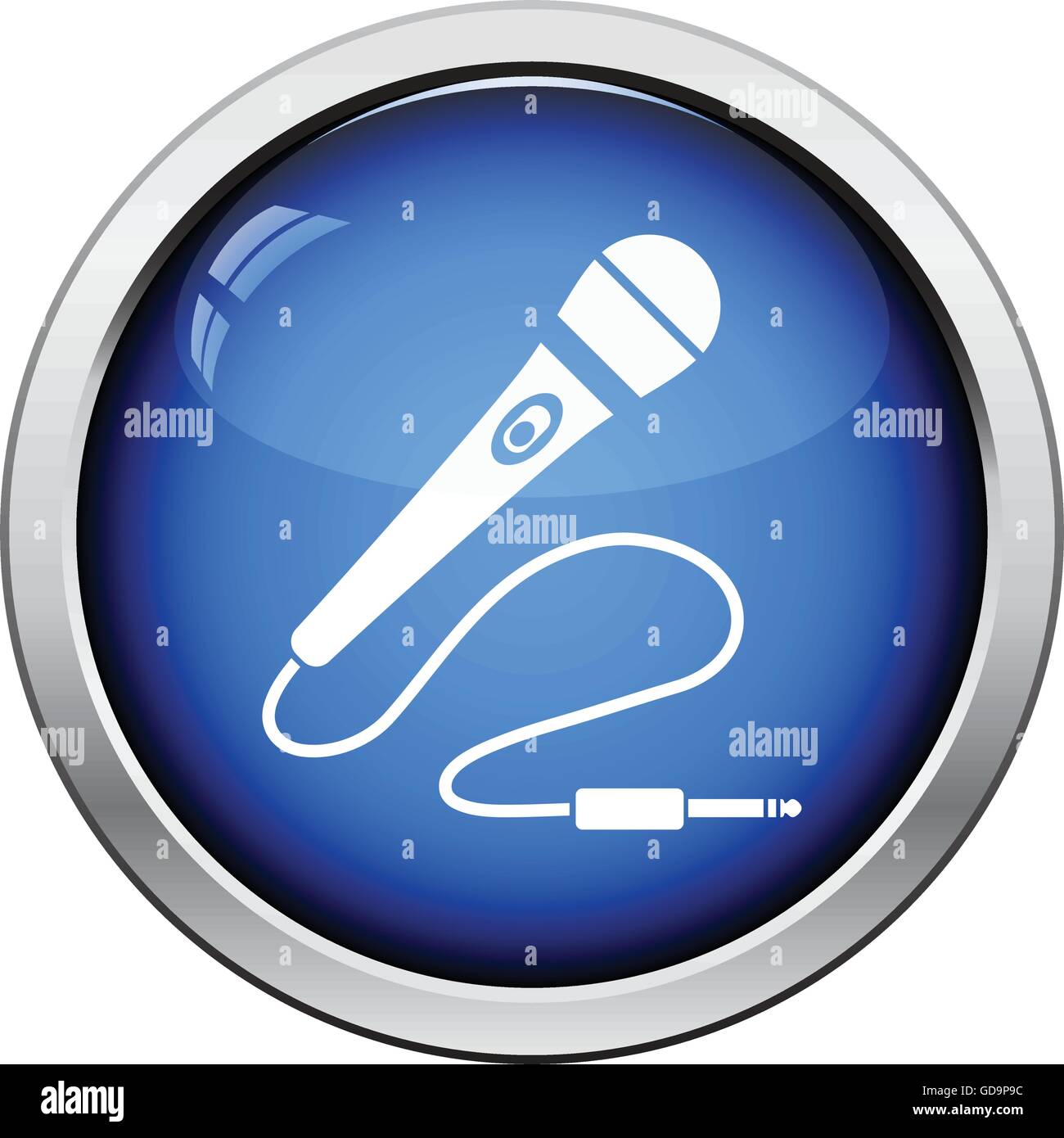 Karaoke microphone icon. Glossy button design. Vector illustration ...
