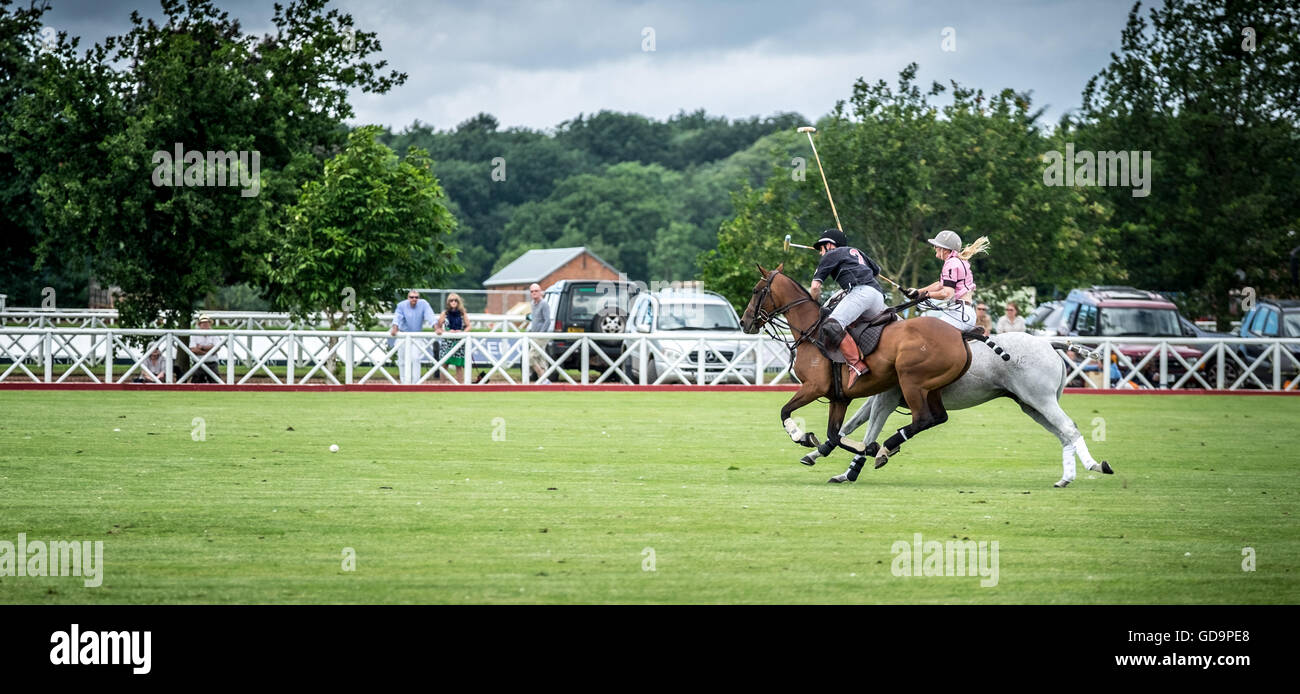 Polo action at the Dallas Burston polo grounds in Southam, Warwickshire ...