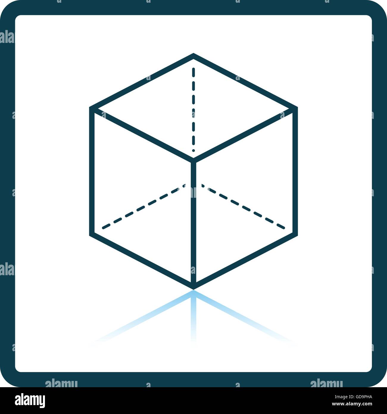 Cube with projection icon. Shadow reflection design. Vector ...