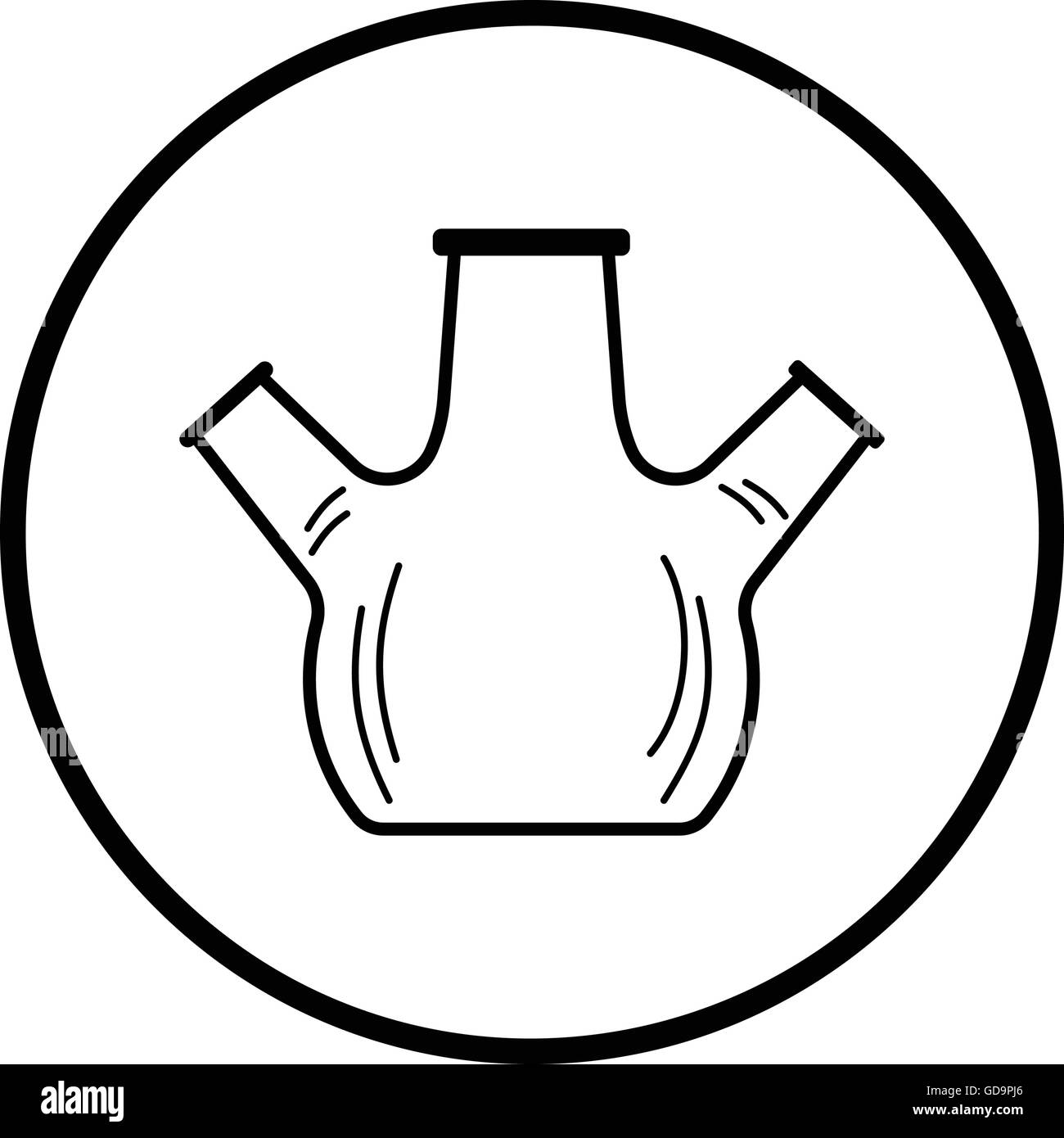 Icon of chemistry round bottom flask with triple throat. Thin circle ...