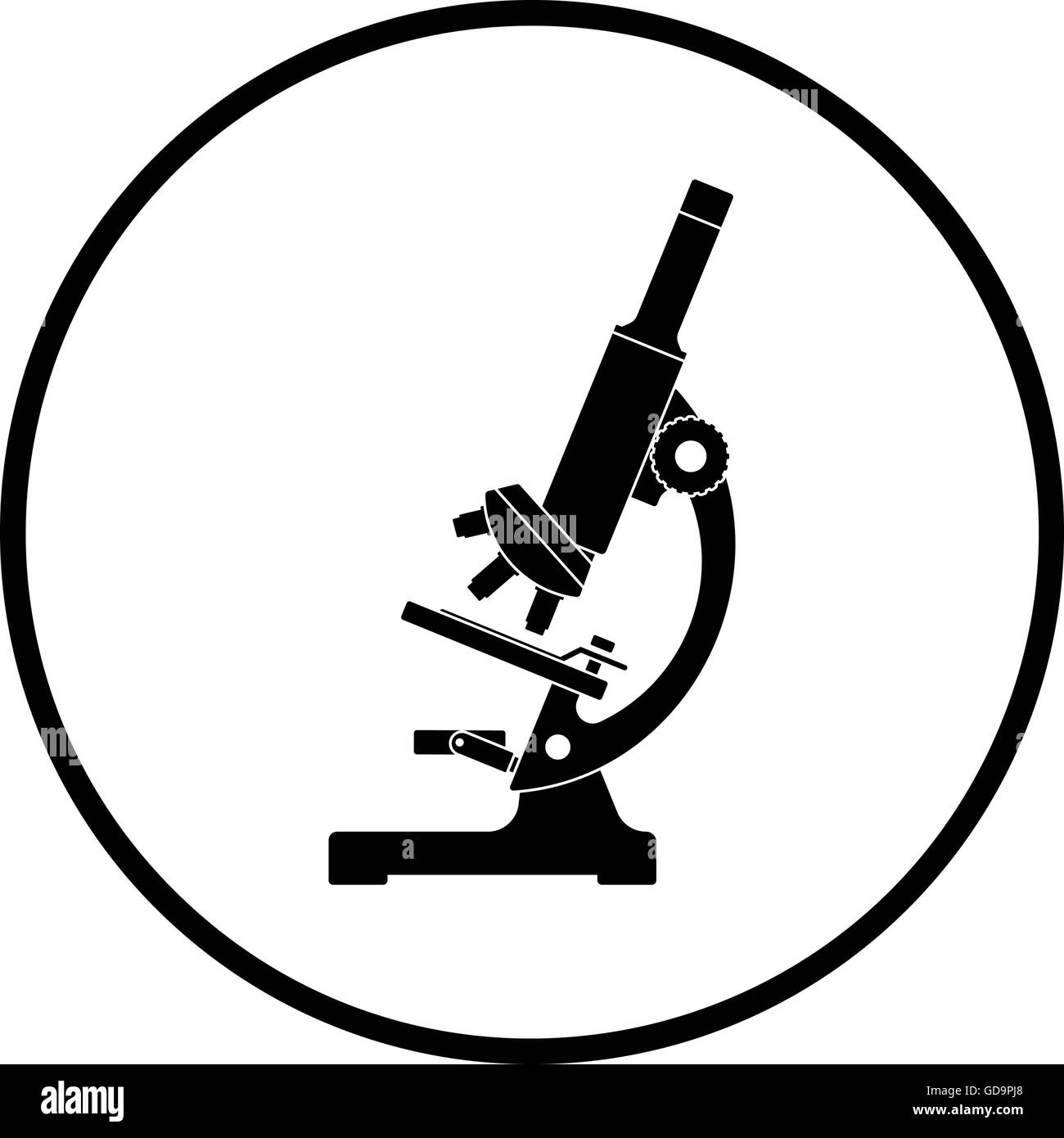 Icon of chemistry microscope. Thin circle design. Vector illustration ...