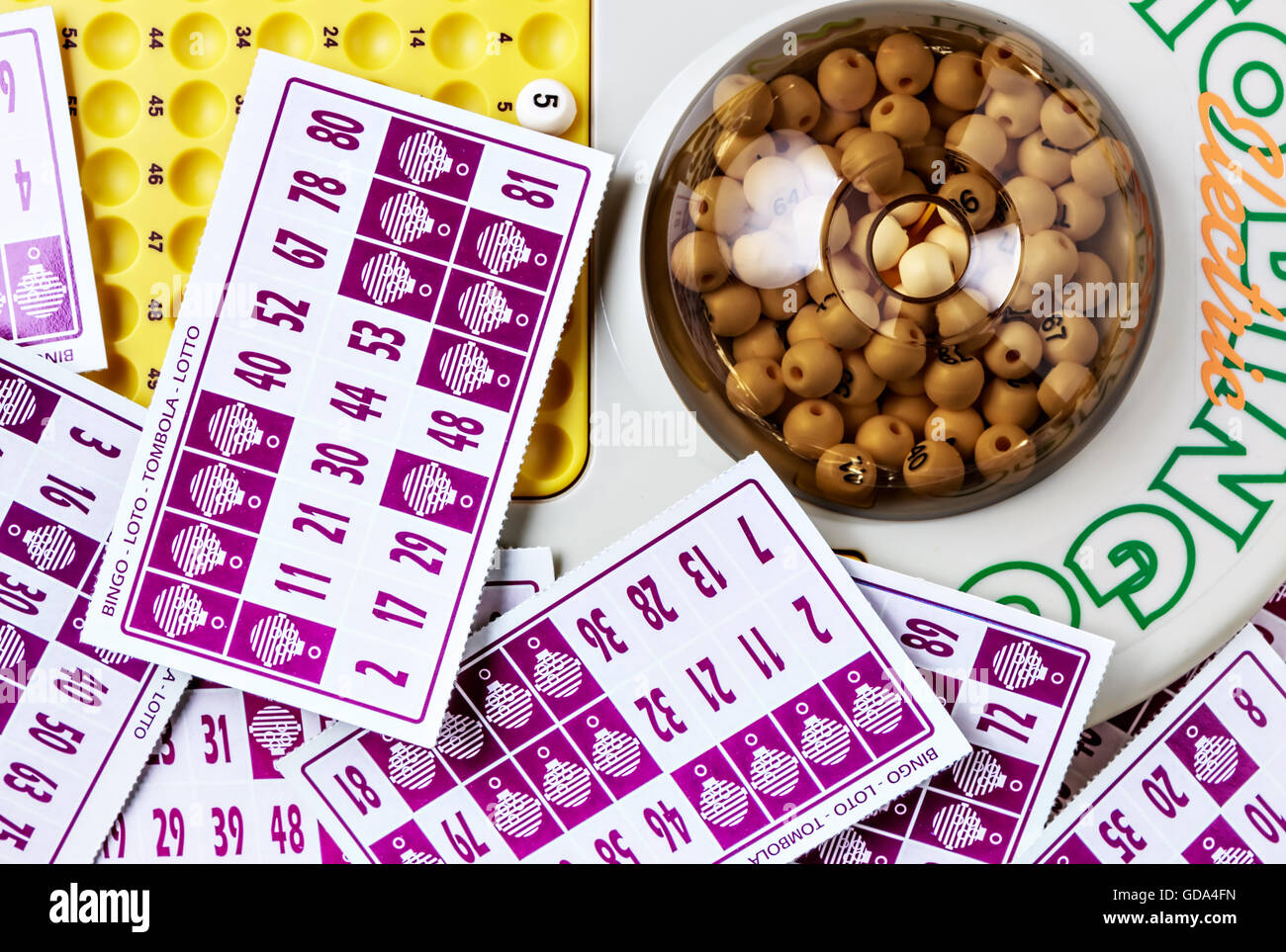 Electronic bingo game with cards to play. Horizontal image viewed from ...