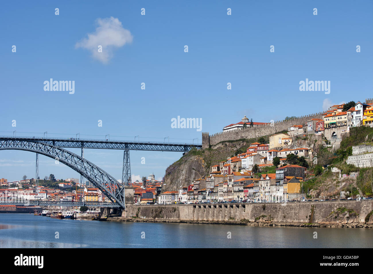Porto cityscape and skyline in Portugal, Dom Luis I Bridge over Douro ...