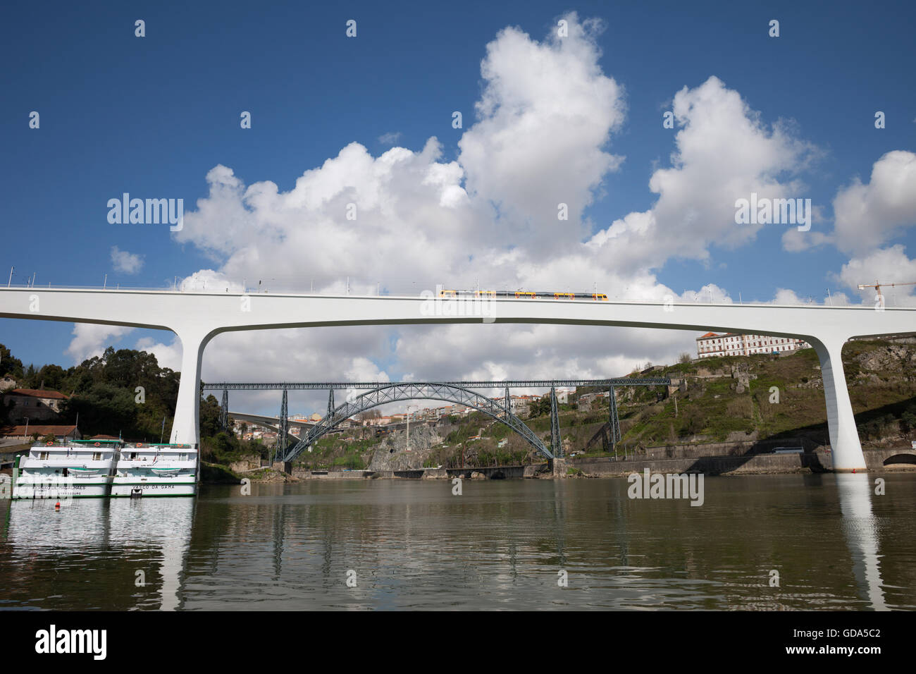 Porto in Portugal, Douro River, St John's Bridge (Ponte de Sao Joao ...
