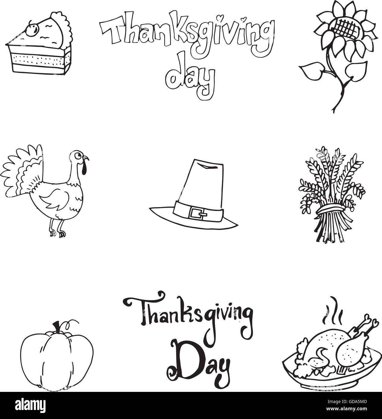 Thanksgiving element in doodle flat Stock Vector Image & Art - Alamy