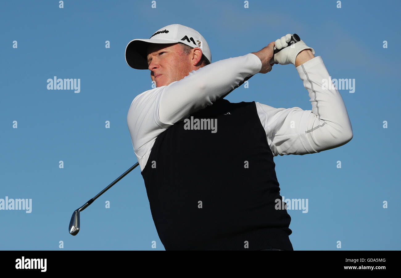 Australia's Marcus Fraser on the 4th tee during day one of The Open ...