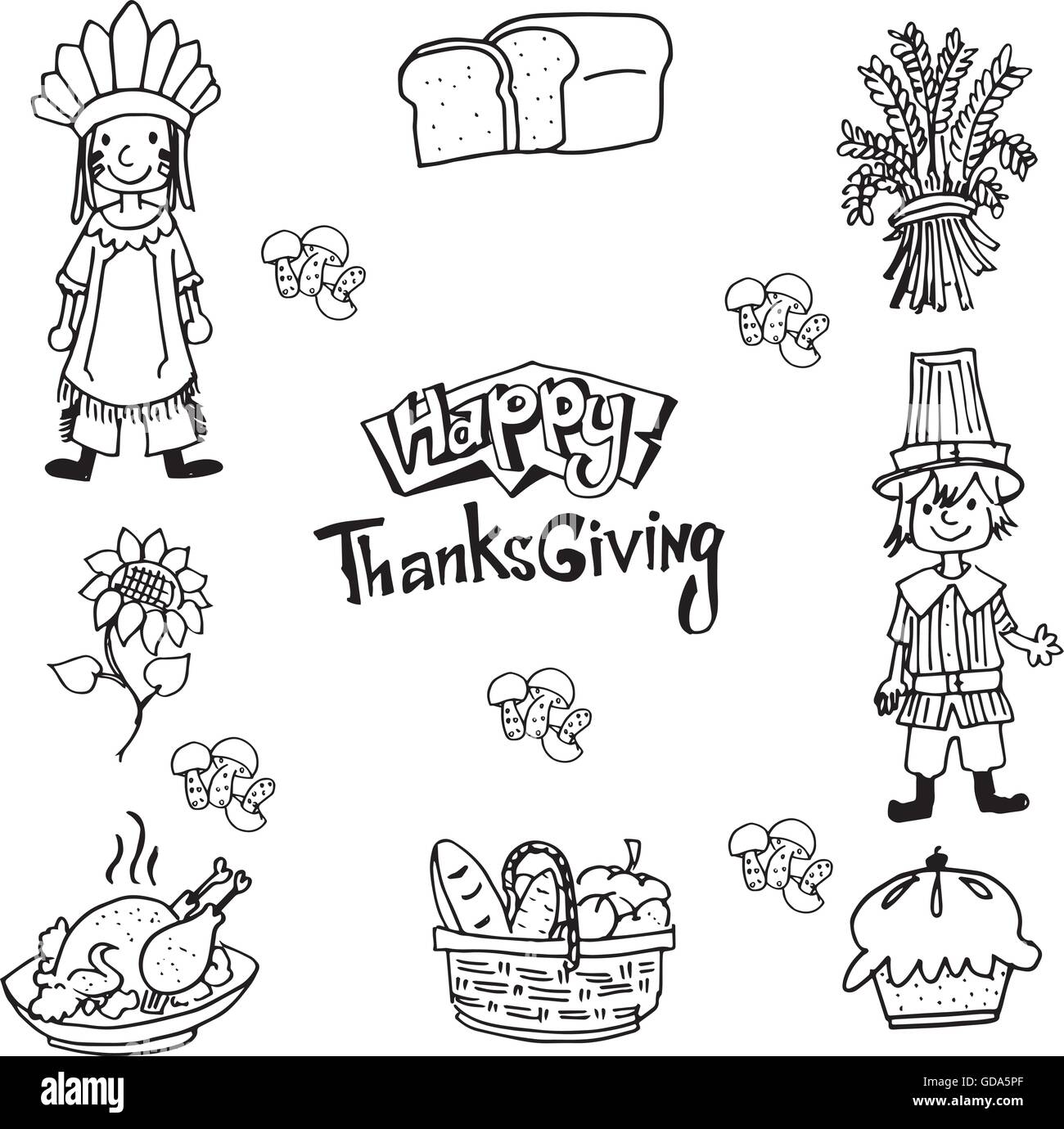 Hand draw Thanksgiving element in doodle Stock Vector Image & Art - Alamy
