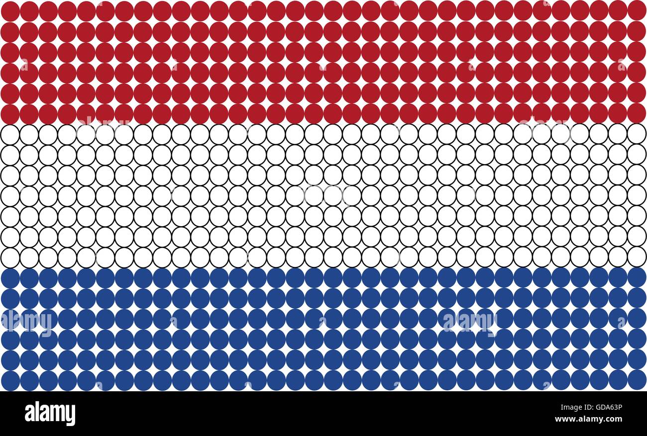 Abstract dotted flag of Netherlands made from small dots and circles ...