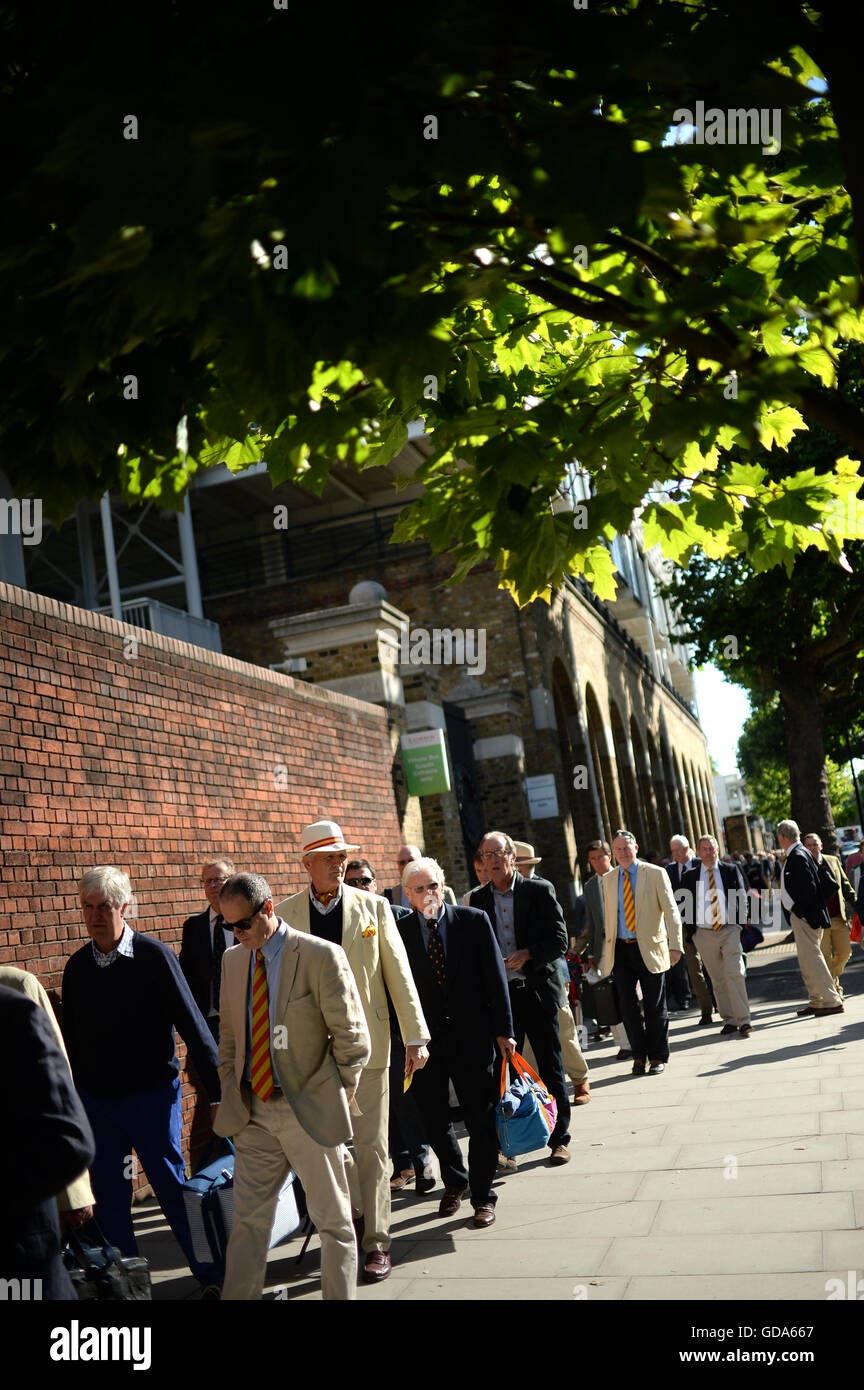 MCC Members queue to enter Lord's during day one of the Investec Test ...