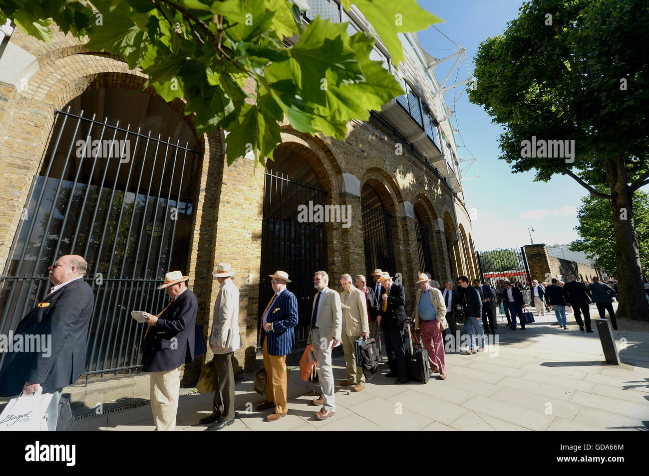 MCC Members queue to enter Lord's during day one of the Investec Test ...