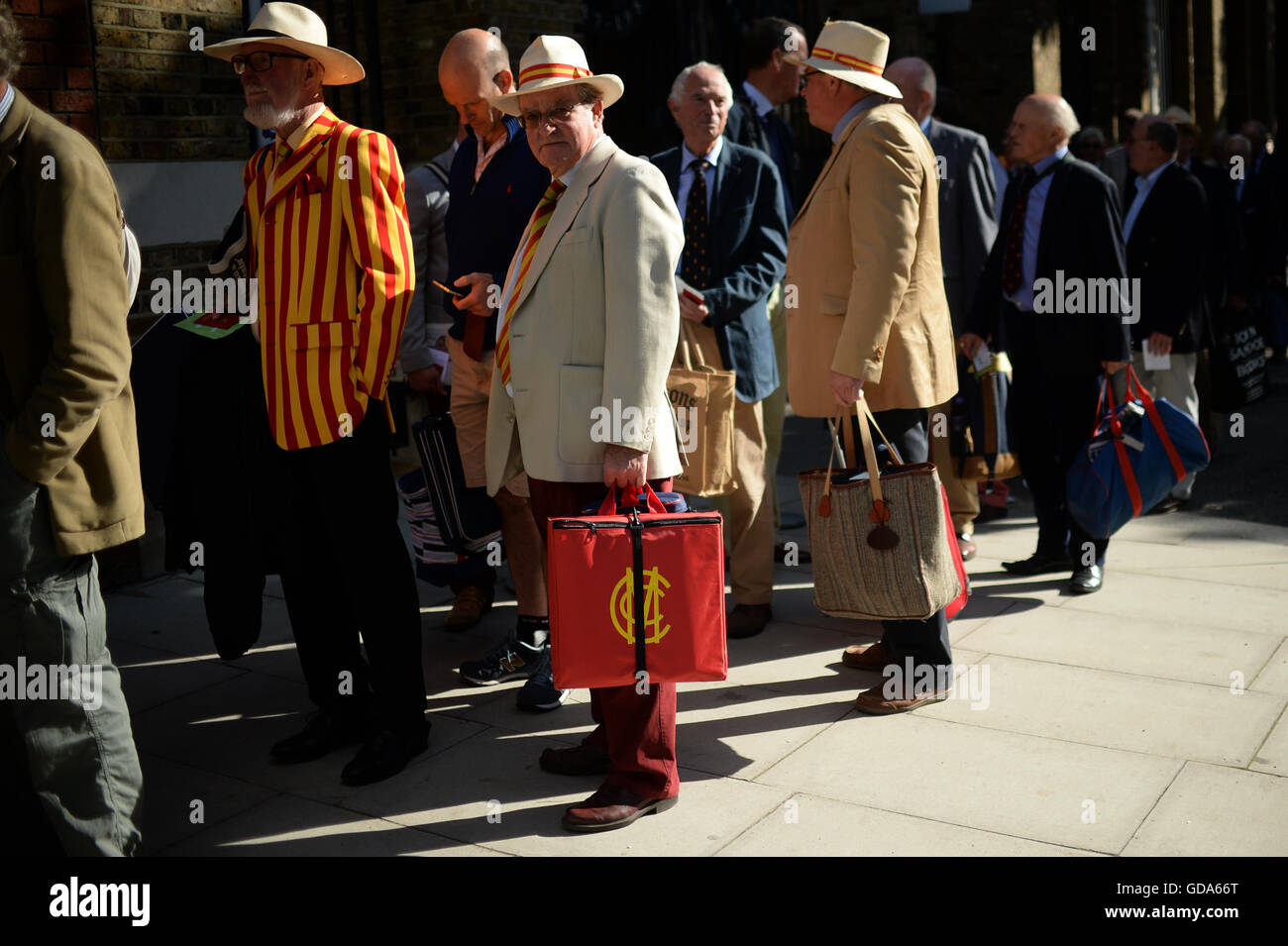 MCC Members queue to enter Lord's during day one of the Investec Test ...