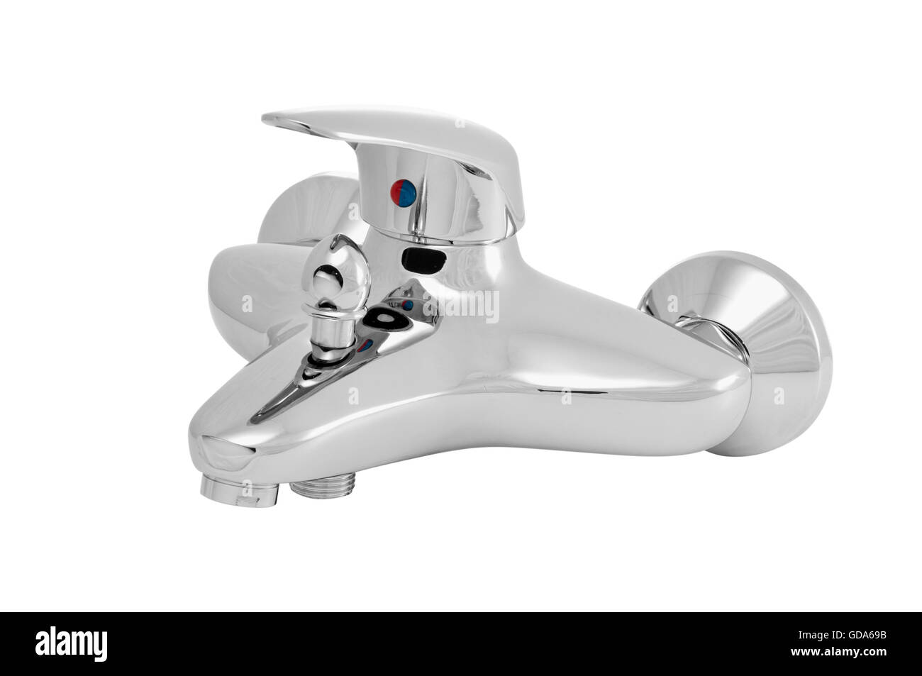 Shiny Shower Water Chrome Faucet Isolated on White Background Stock ...