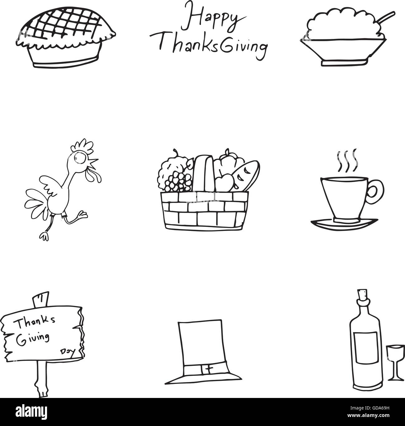 Doodle of Thanksgiving turkey fruit Stock Vector Image & Art - Alamy