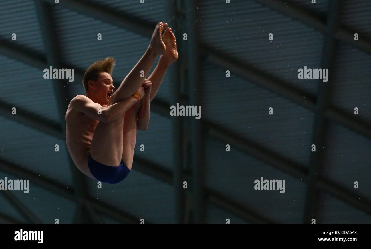 William Hallam competes in the Men 3m, Preliminary round during day two ...
