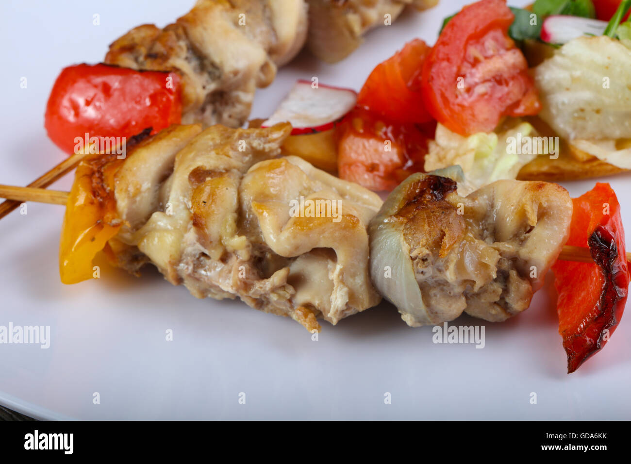 Chicken skewer with bell pepper and onion Stock Photo - Alamy