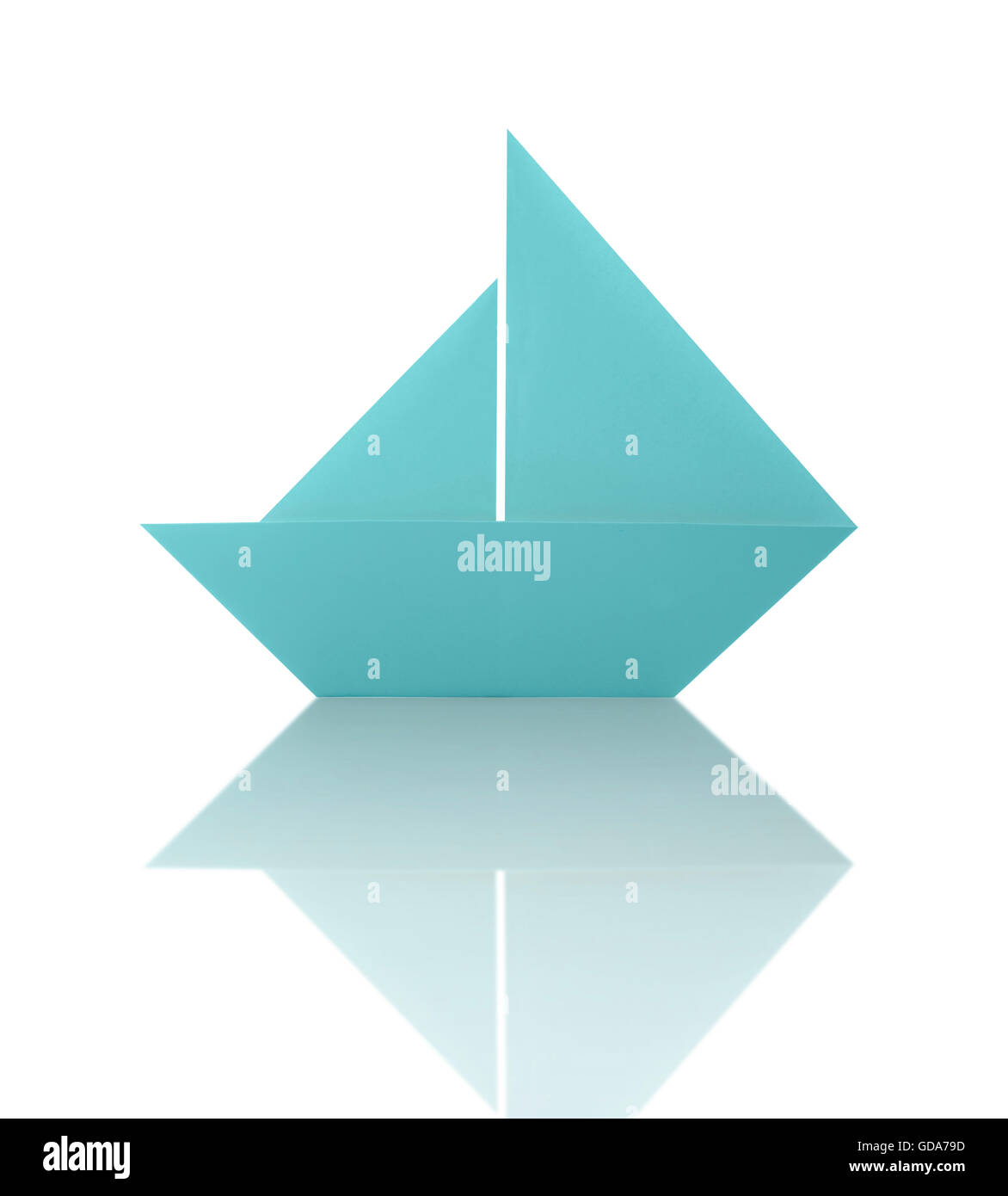 Blue Origami Paper Sailing Boat Isolated on White Background Stock ...