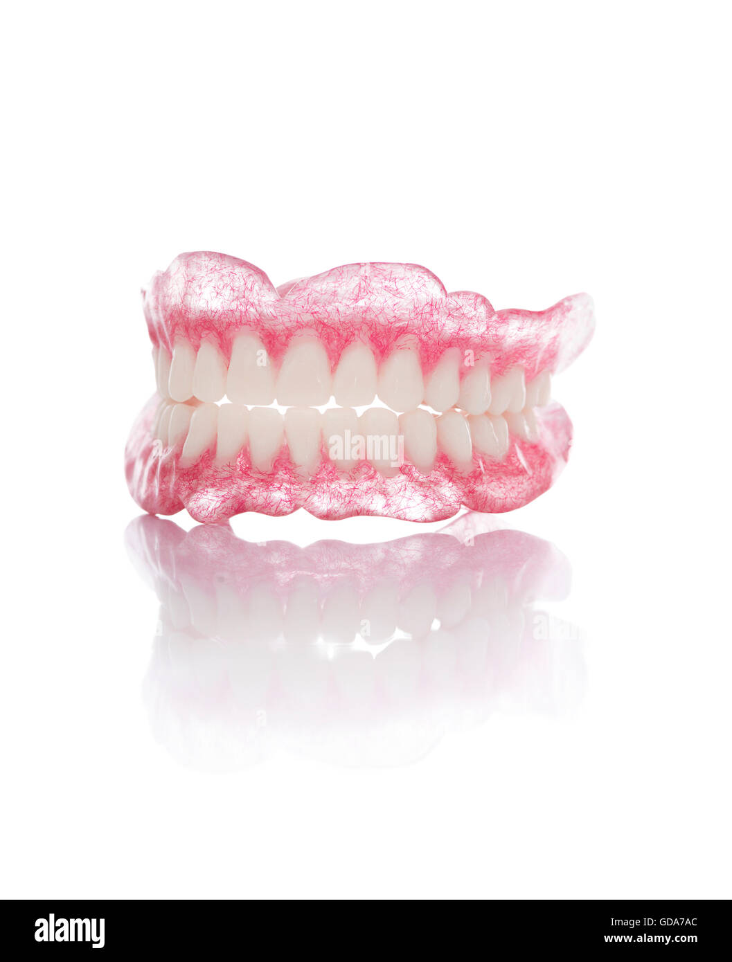 A Set of Artificial Dentures Isolated on White Background Stock Photo ...