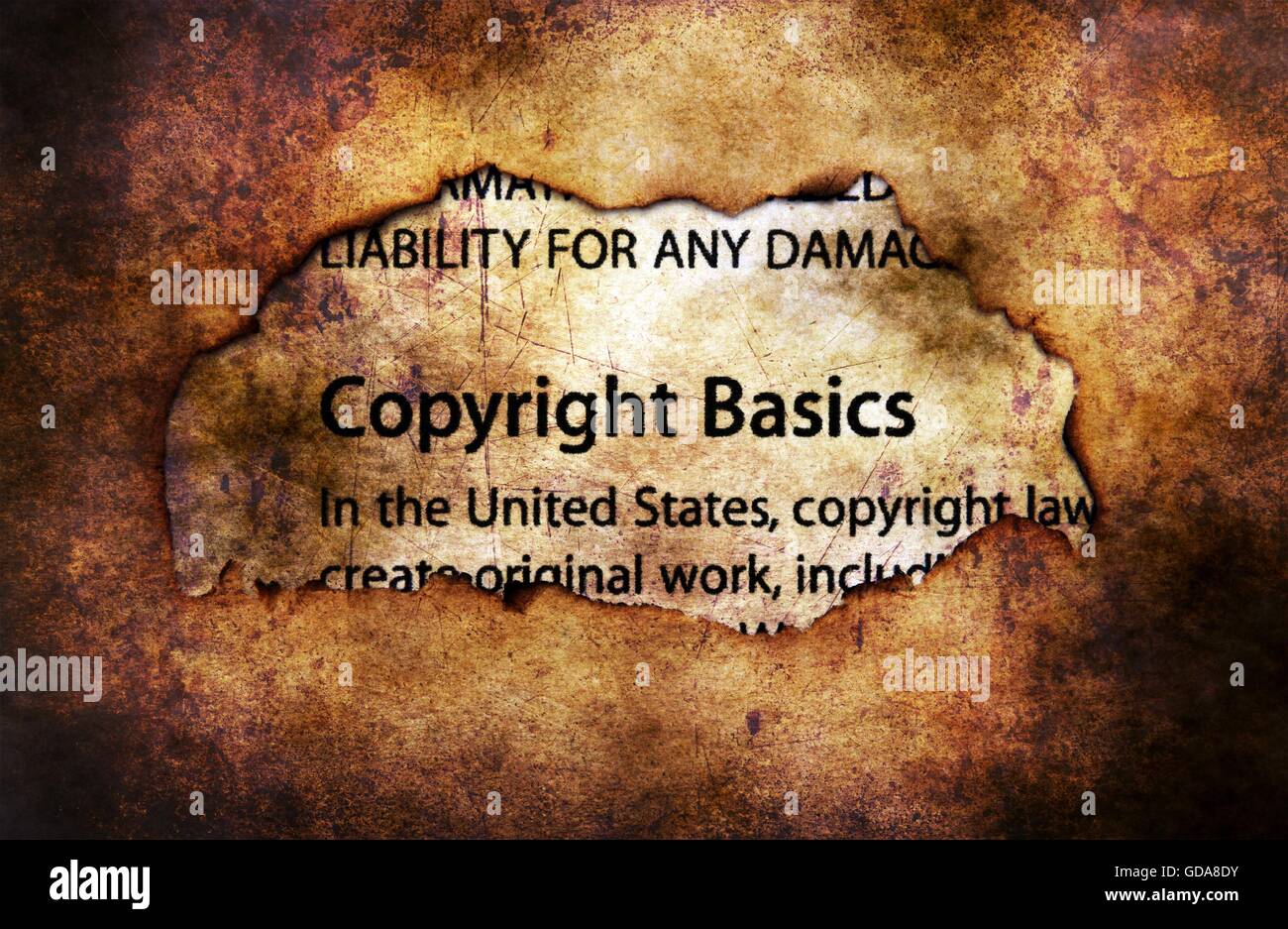 Copyright on paper hole grunge background Stock Photo - Alamy