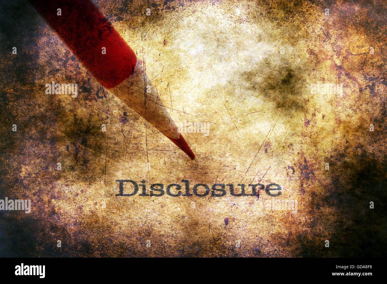 Disclosure text on grunge background Stock Photo - Alamy
