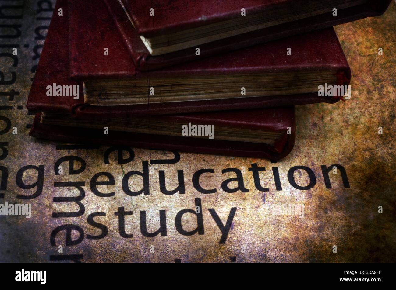 Books on education and study text Stock Photo - Alamy