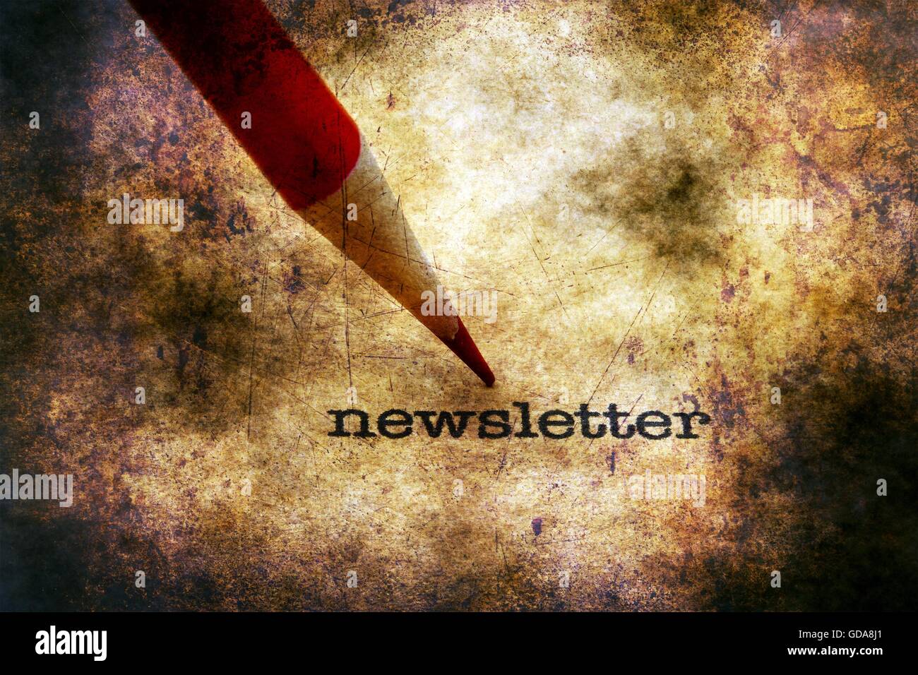 Newsletter text on grunge background Stock Photo - Alamy