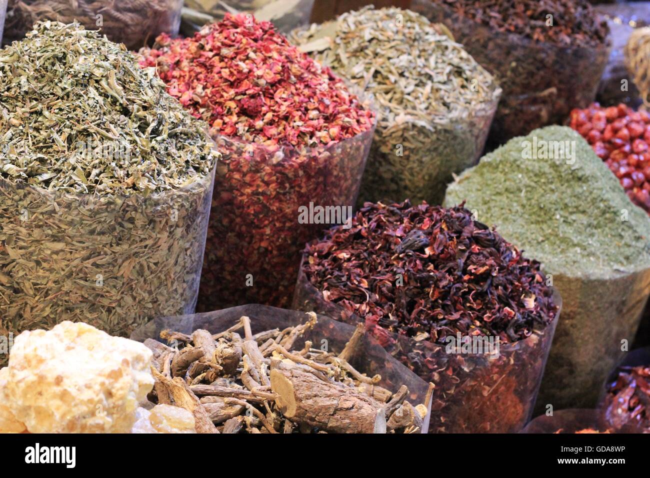 Arabic spices at spice soukh - Deira, Dubai, UAE Stock Photo - Alamy