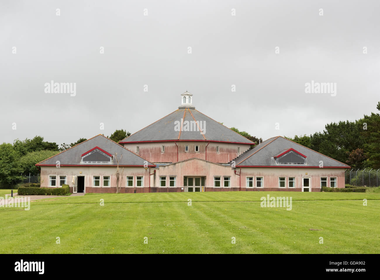 The concrete church at the old American air base at St Eval in Cornwall ...