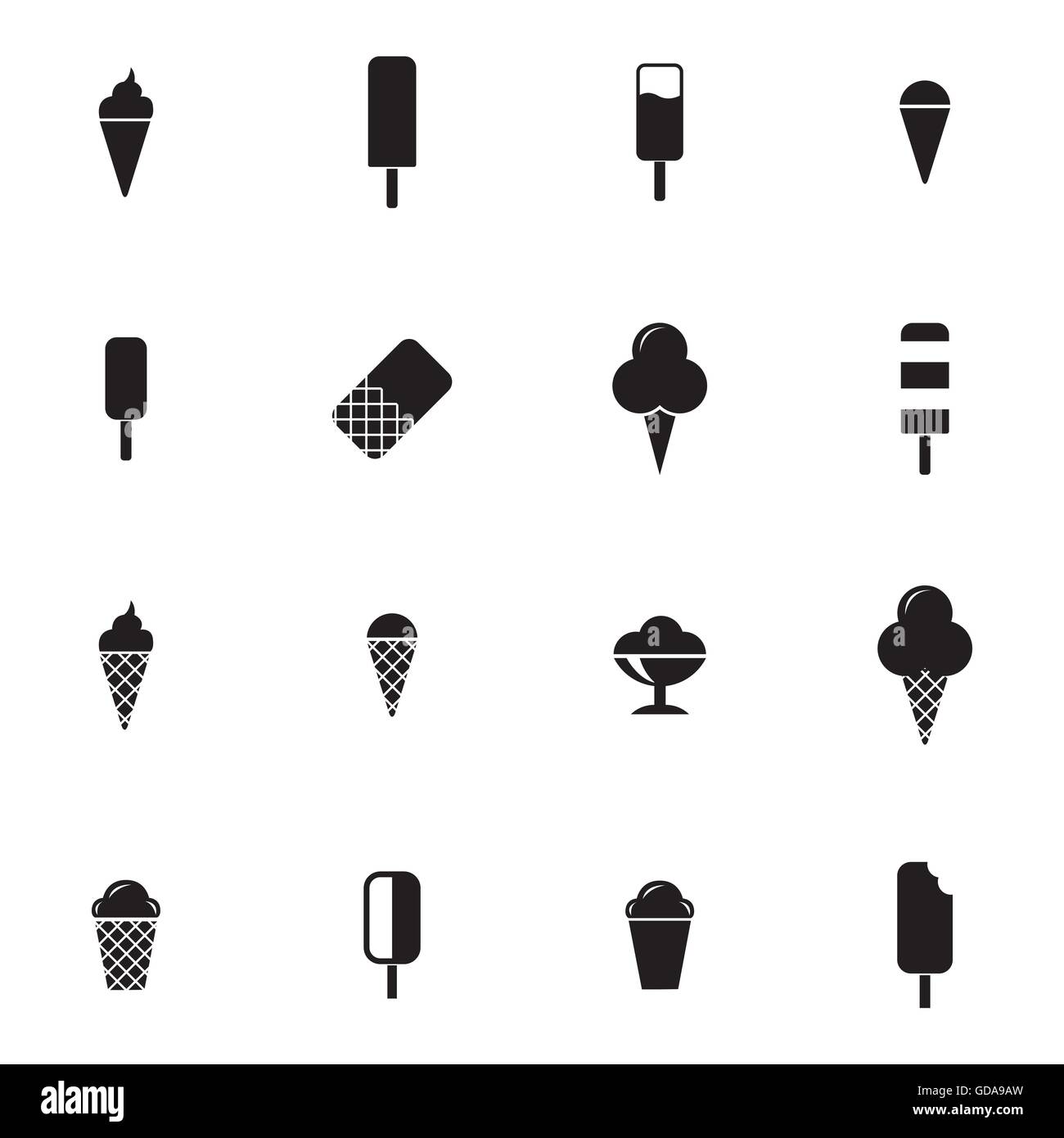 Vector black ice cream icons set Stock Vector Image & Art - Alamy
